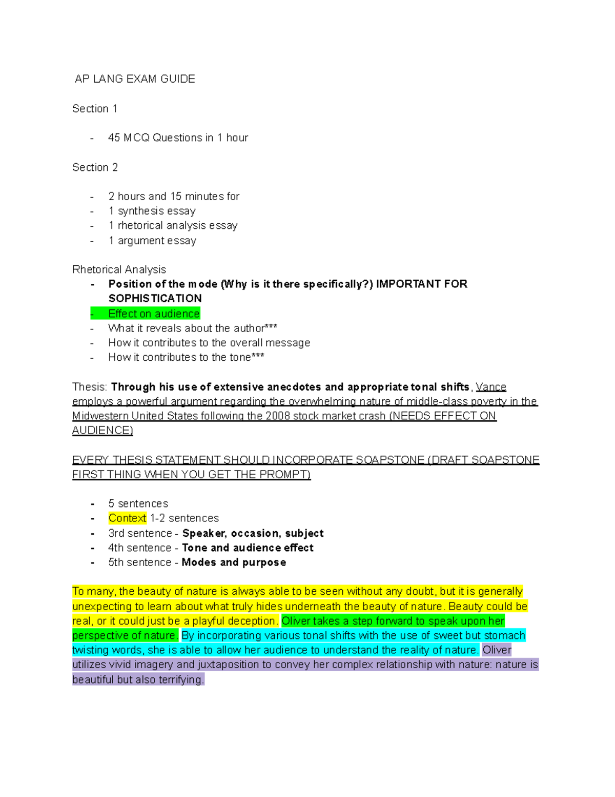 AP LANG EXAM Guide: MCQ & Essay Strategies for Success - Studocu