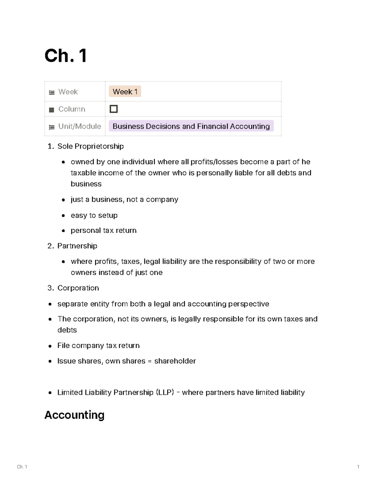 Ch. 1 Intro to Business Decisions & Financial Accounting - Studocu