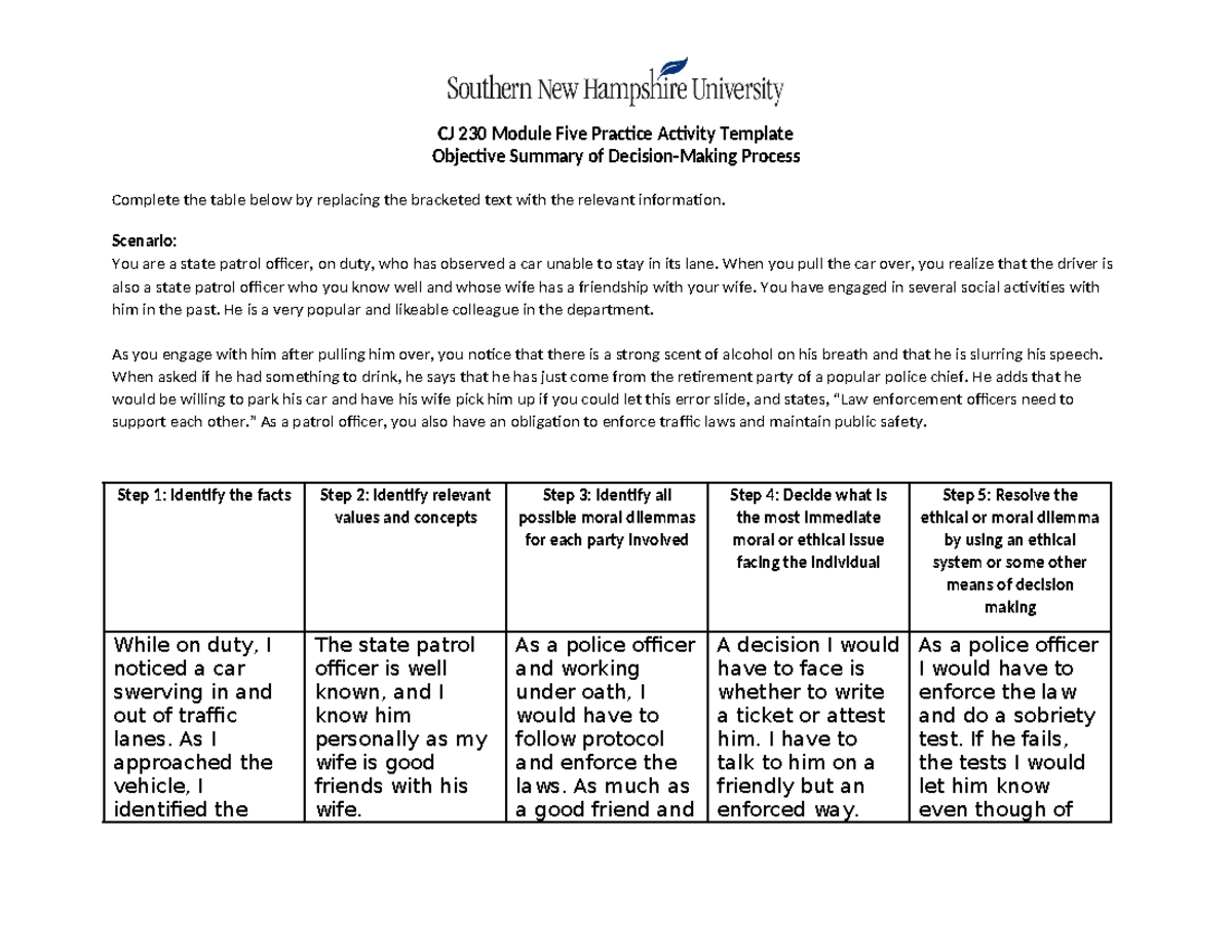 1 CJ 230 Module Five Practice Activity Template 3 - CJ 230 Module Five ...