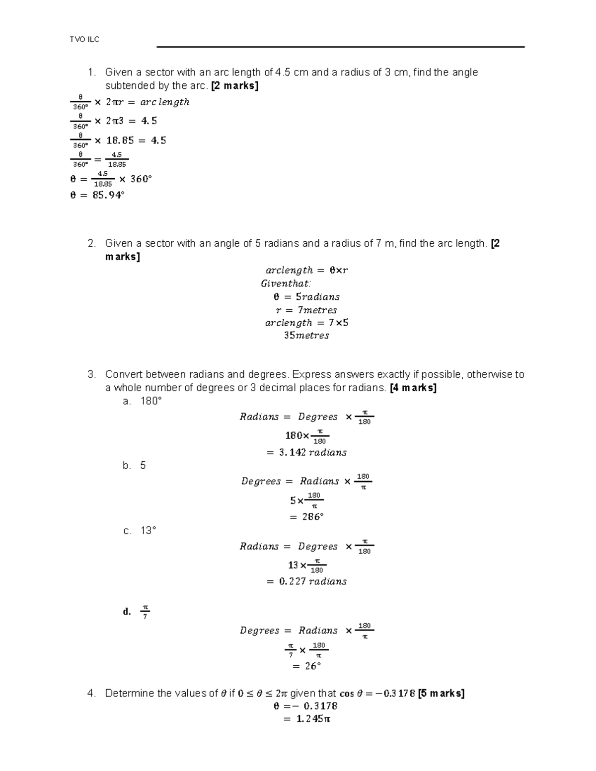 Unit 3 - Trigonometry and Arc Length Calculations (4U) - Studocu