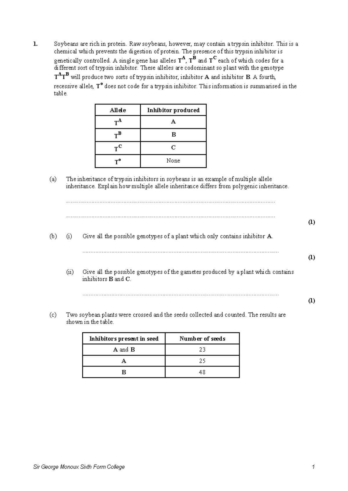 Inheritance Questions: Exploring Multiple Alleles and Genetic Crosses ...