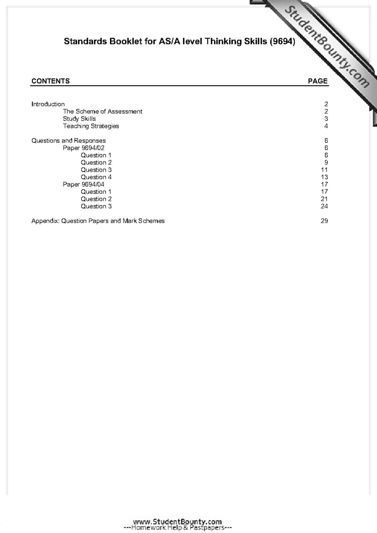 9694 Thinking Skills Standards Booklet: Assessment & Teaching ...
