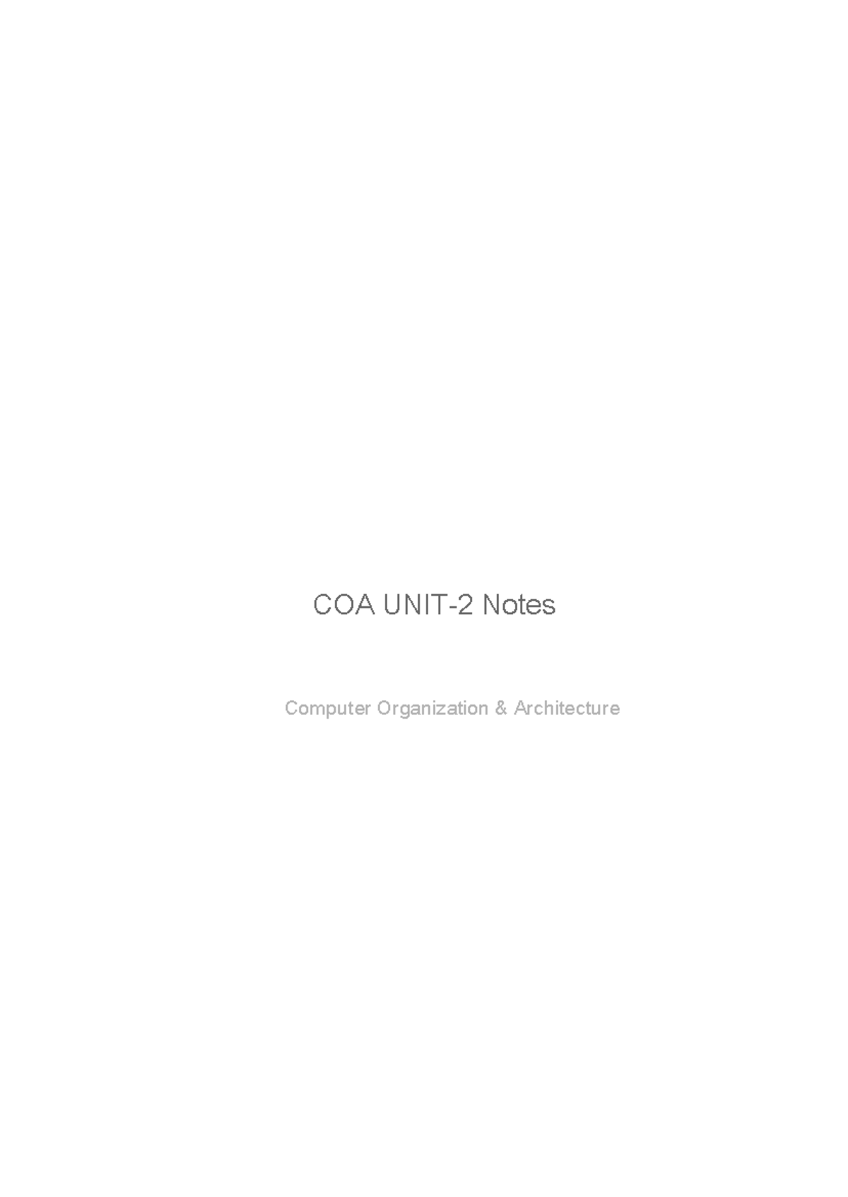 COA Unit-2 Comprehensive Lecture Notes on Adders and Multiplication ...