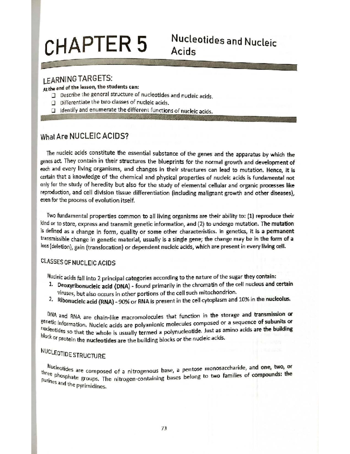 Biochemistry CH 5-6: Nucleotides & Nucleic Acids Overview - Studocu