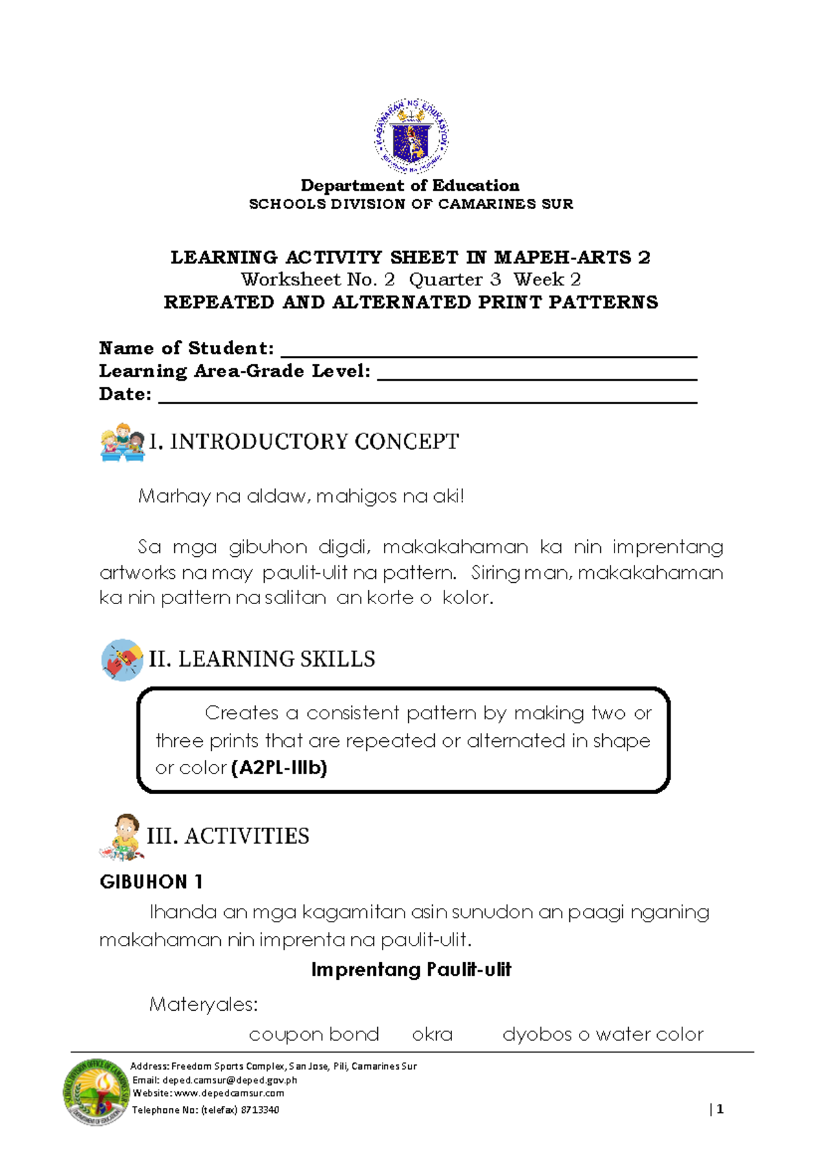 LAS2 Week2 Arts2 Repeated-and-Alternated-Print-Patterns - Address ...