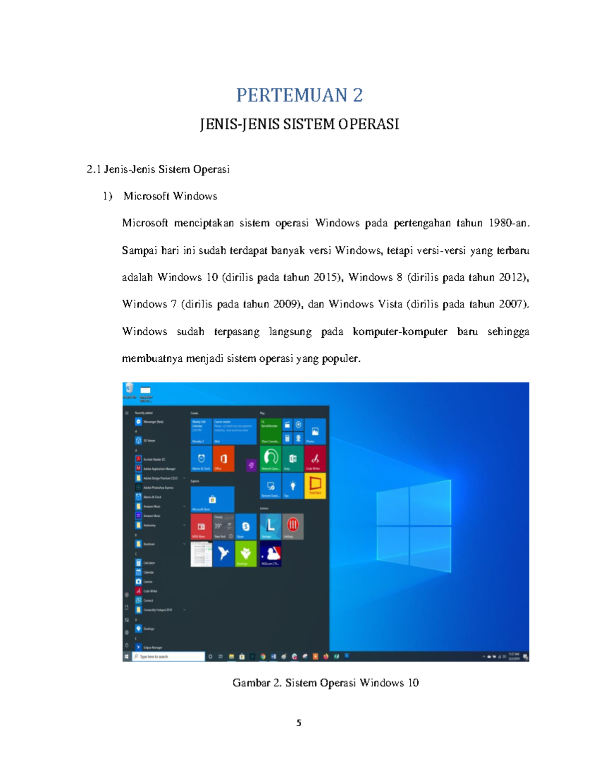 Modul OS Pertemuan 2: Jenis-Jenis Sistem Operasi Populer - Studocu