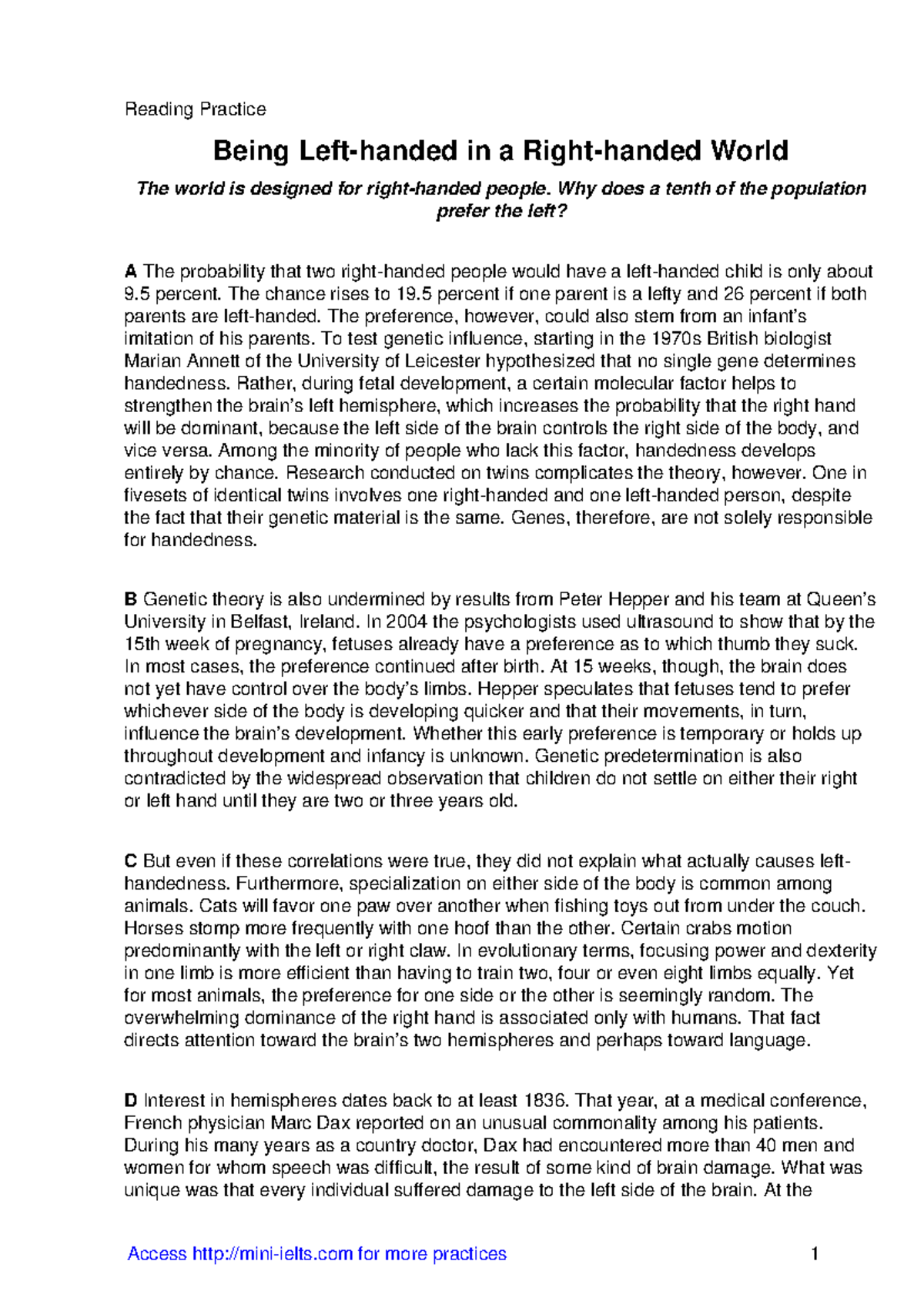 Being Left-Handed in a Right-Handed World: Insights and Research - Studocu