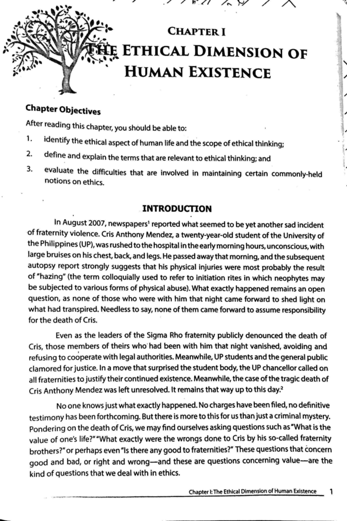 CHAPTER I: The Ethical Dimension of Human Existence - Ethics ...