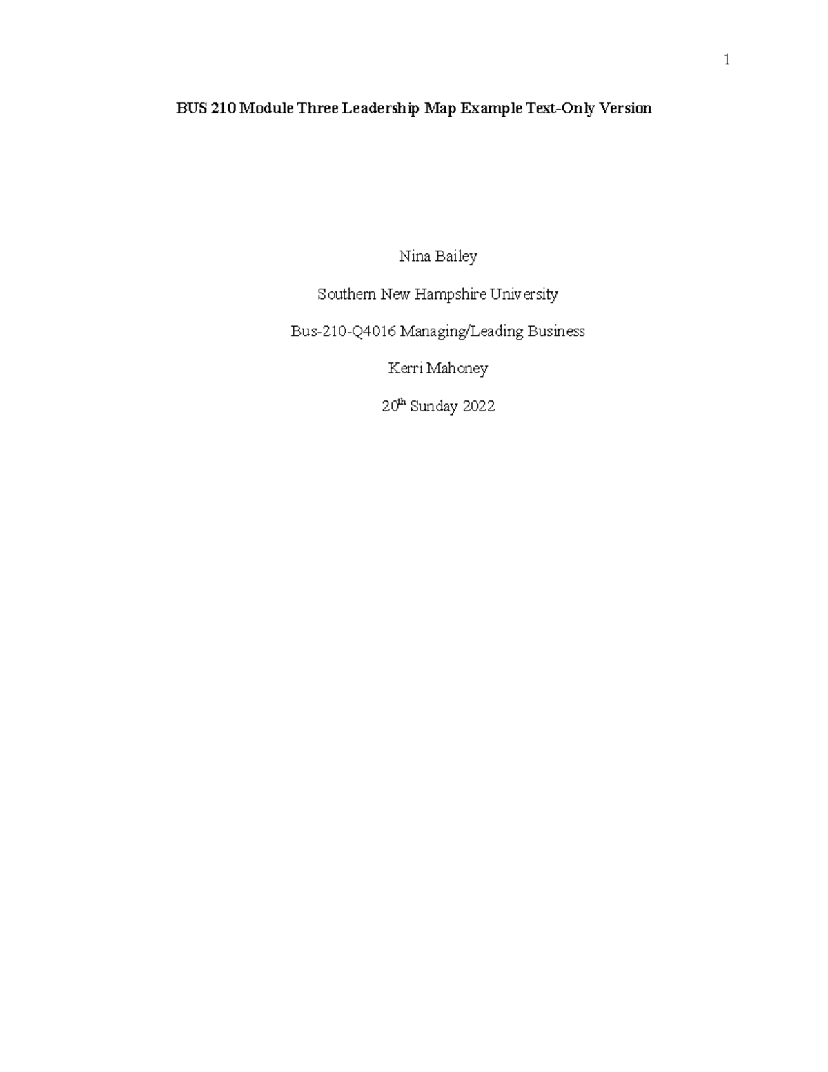 BUS 210 Module Three Leadership Map Example Text-Only Version - These ...