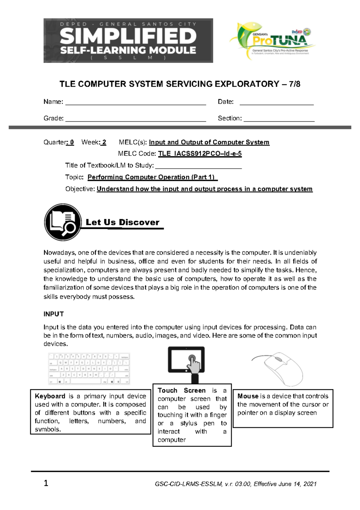CSS-7 8-SSLMs-2 - TLE Computer System Servicing Activity Sheet - Studocu