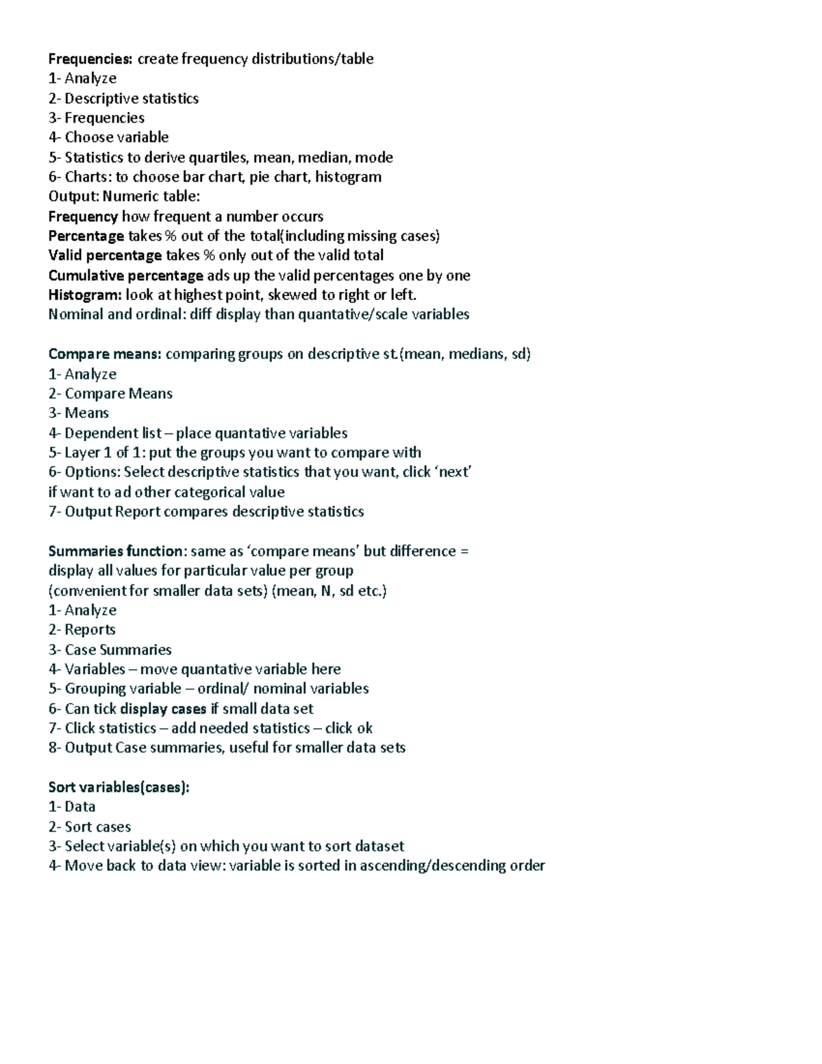 SPSS Functions Summary: A Comprehensive Guide for Step-by-Step Analysis ...
