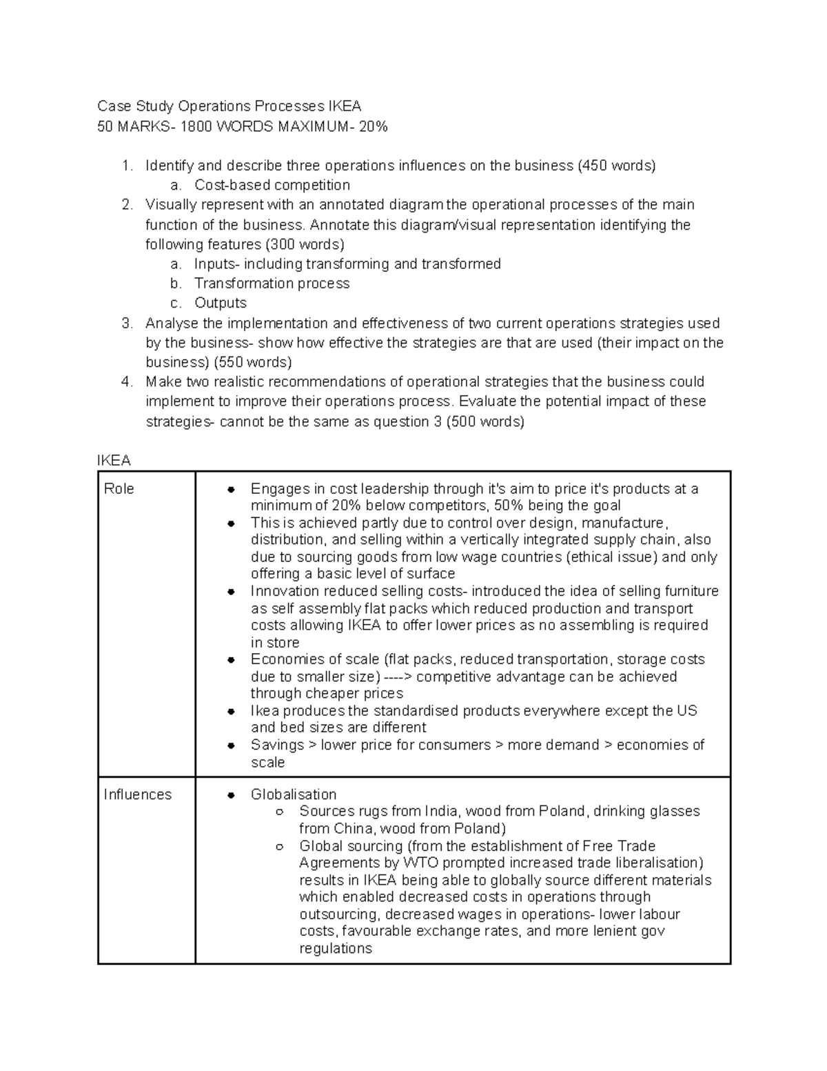 IKEA Case Study: Operations Processes and Strategies Analysis - HSC401 ...