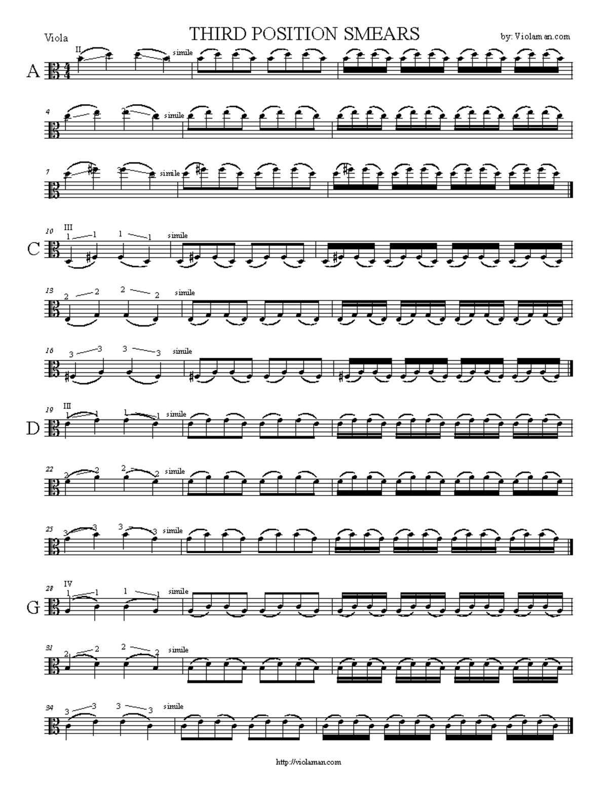 Third position smears for viola - B A 4 II B 4 B - Studocu