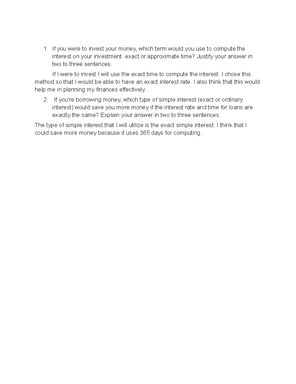 Module 4 - Check-in Activity 1: Investment & Borrowing Interest Methods ...