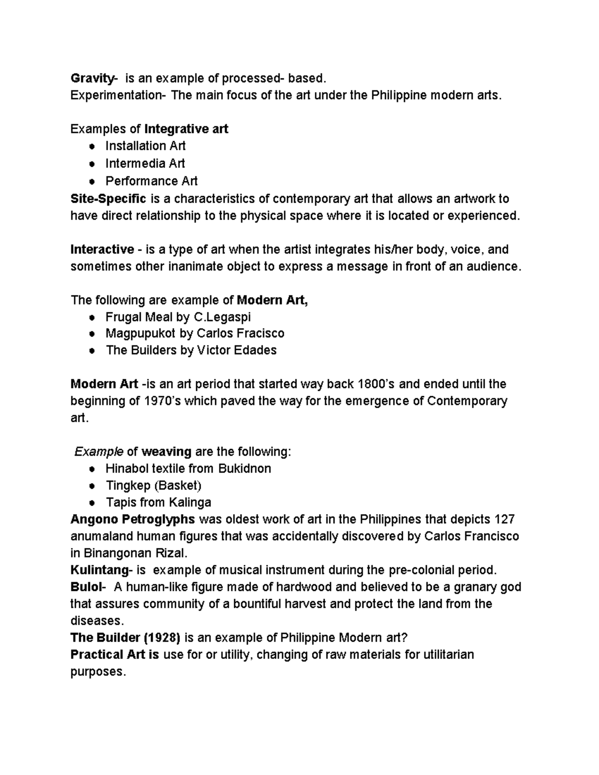 CPAR pointers to review - Gravity- is an example of processed- based ...