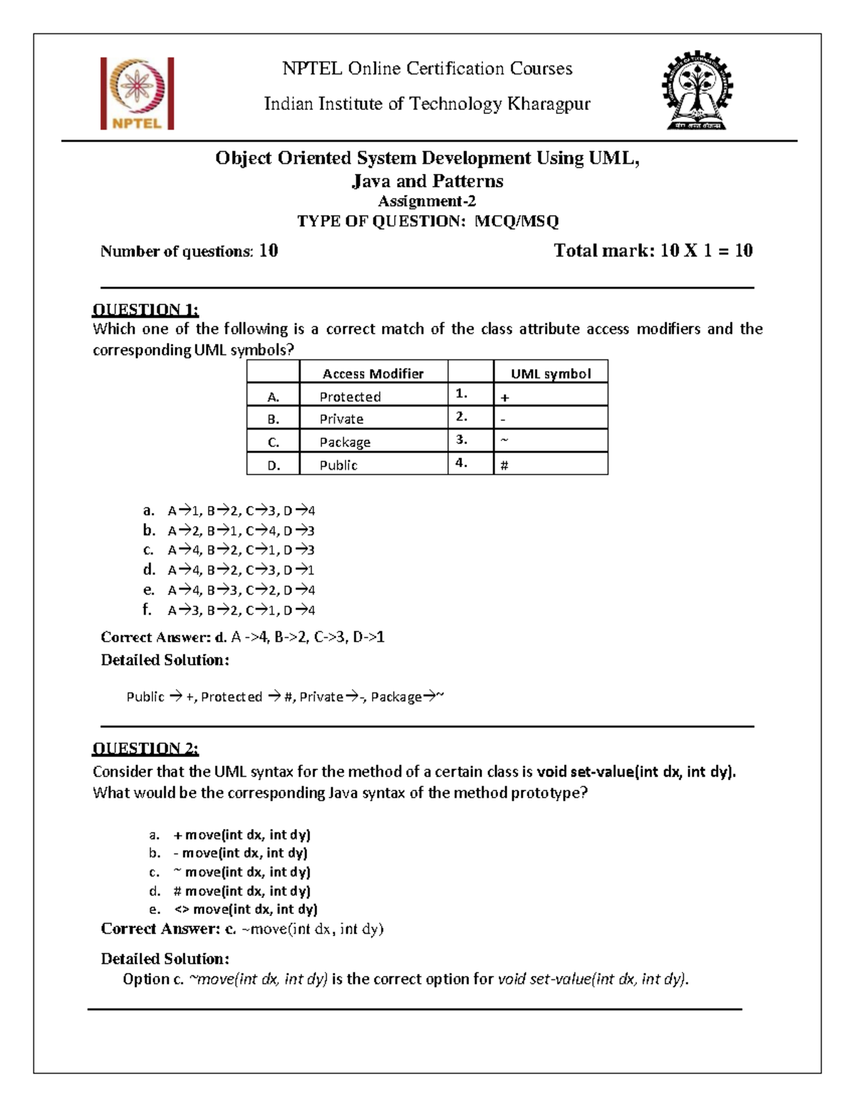 Assignment 2 - OOSD: Object Oriented System Development Questions - Studocu