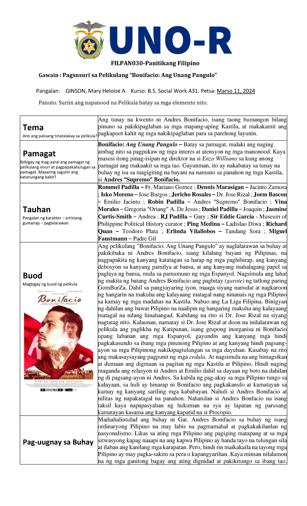 FILPAN030 - Pagsusuri sa Pelikulang "Bonifacio: Ang Unang Pangulo ...
