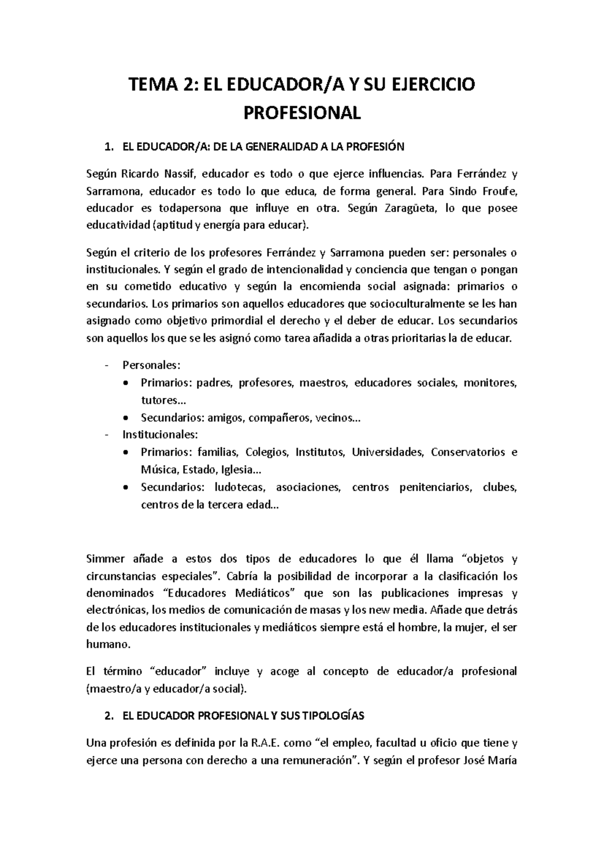 Tema 2: El educador/a y su ejercicio profesional - Educación Social ...