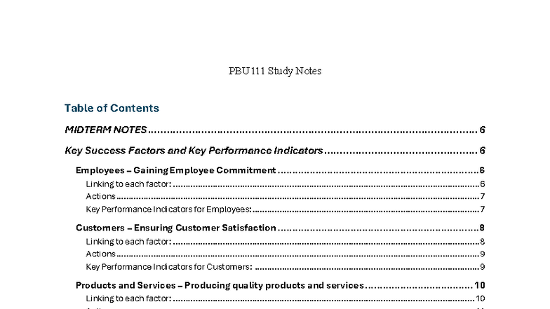 BU111 Midterm & Final Study Notes: Key Success Factors & Strategies ...