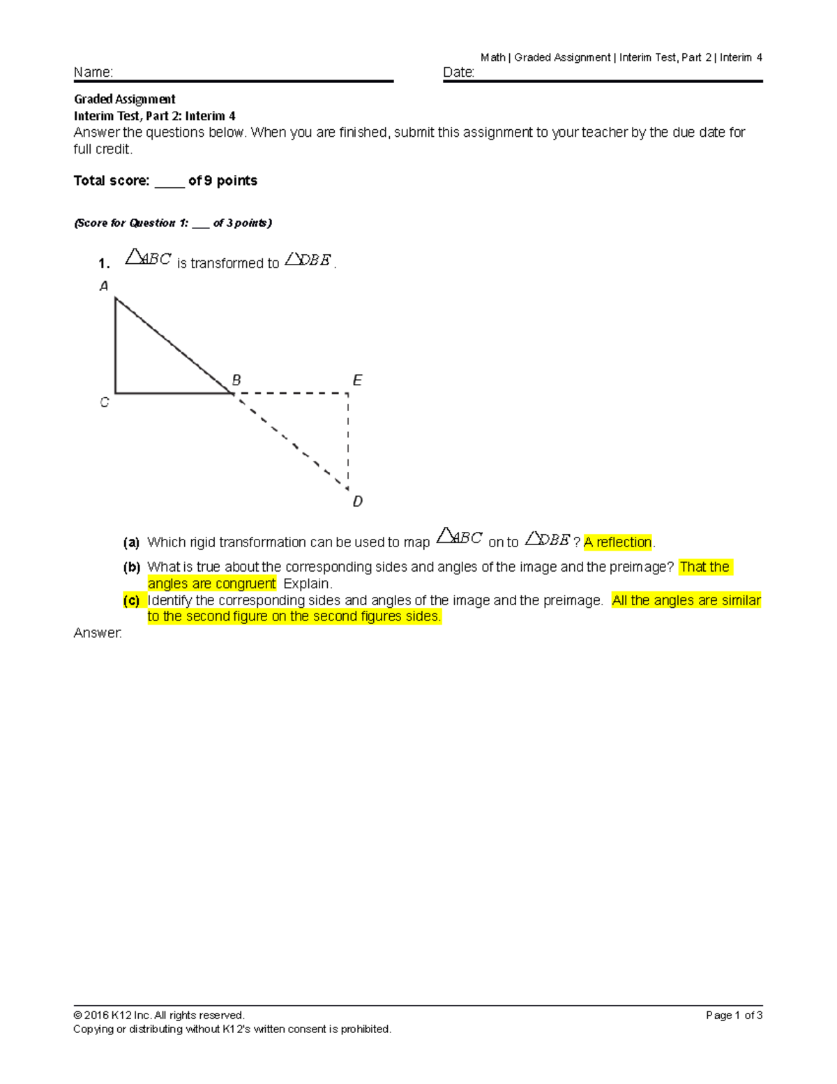 Interim Test, Part 2: Math Graded Assignment - Interim 4 - Studocu