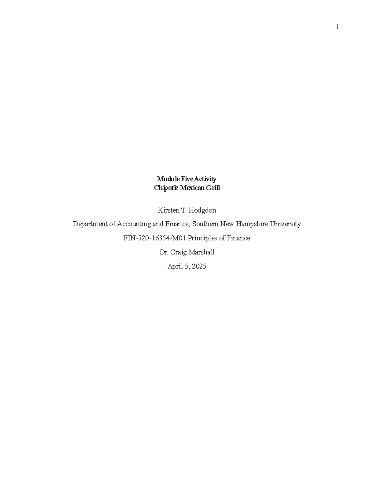 Module Five Activity: Working Capital Management at Chipotle (FIN 101 ...
