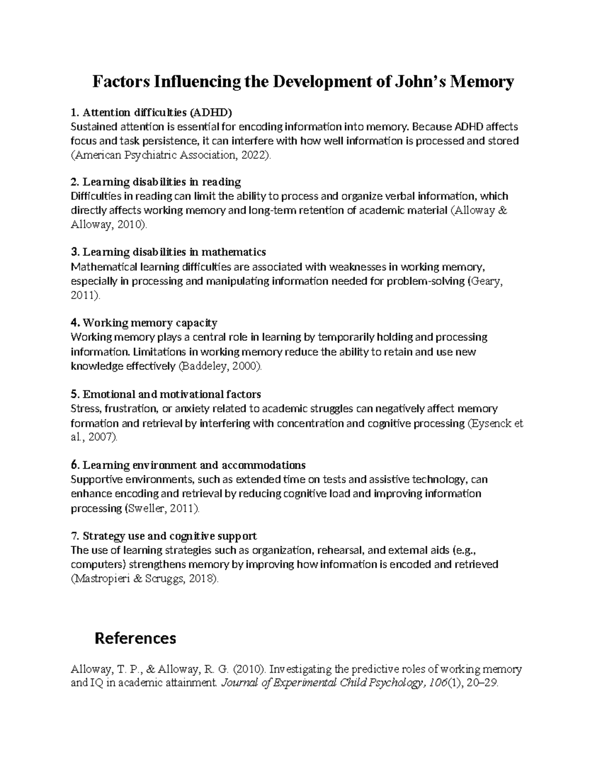 Factors Influencing Memory Development: A Case Study (Module 3) - Studocu