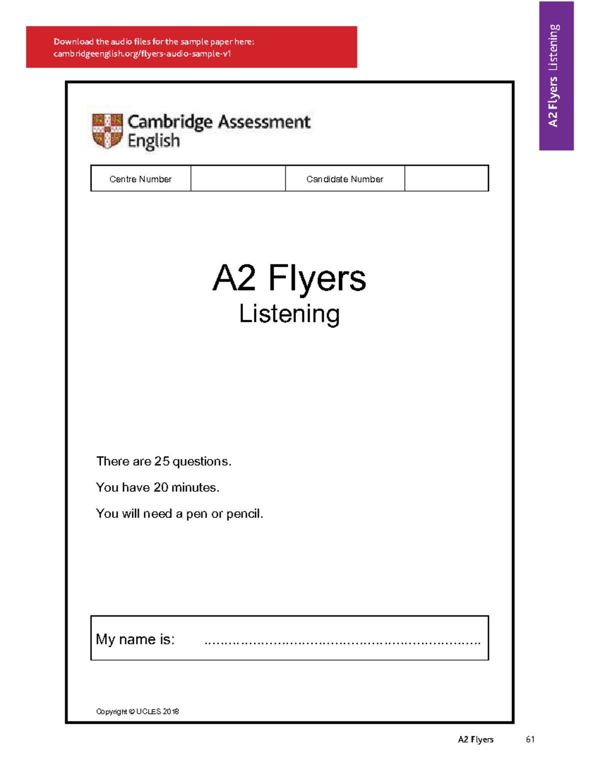 A2 Flyers Listening, Reading, and Writing Exam Guide - Studocu