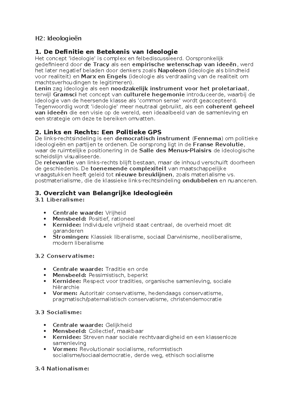 H2-Ideologieën - ideologieen 2019 - H2: Ideologieën 1. De Definitie en ...