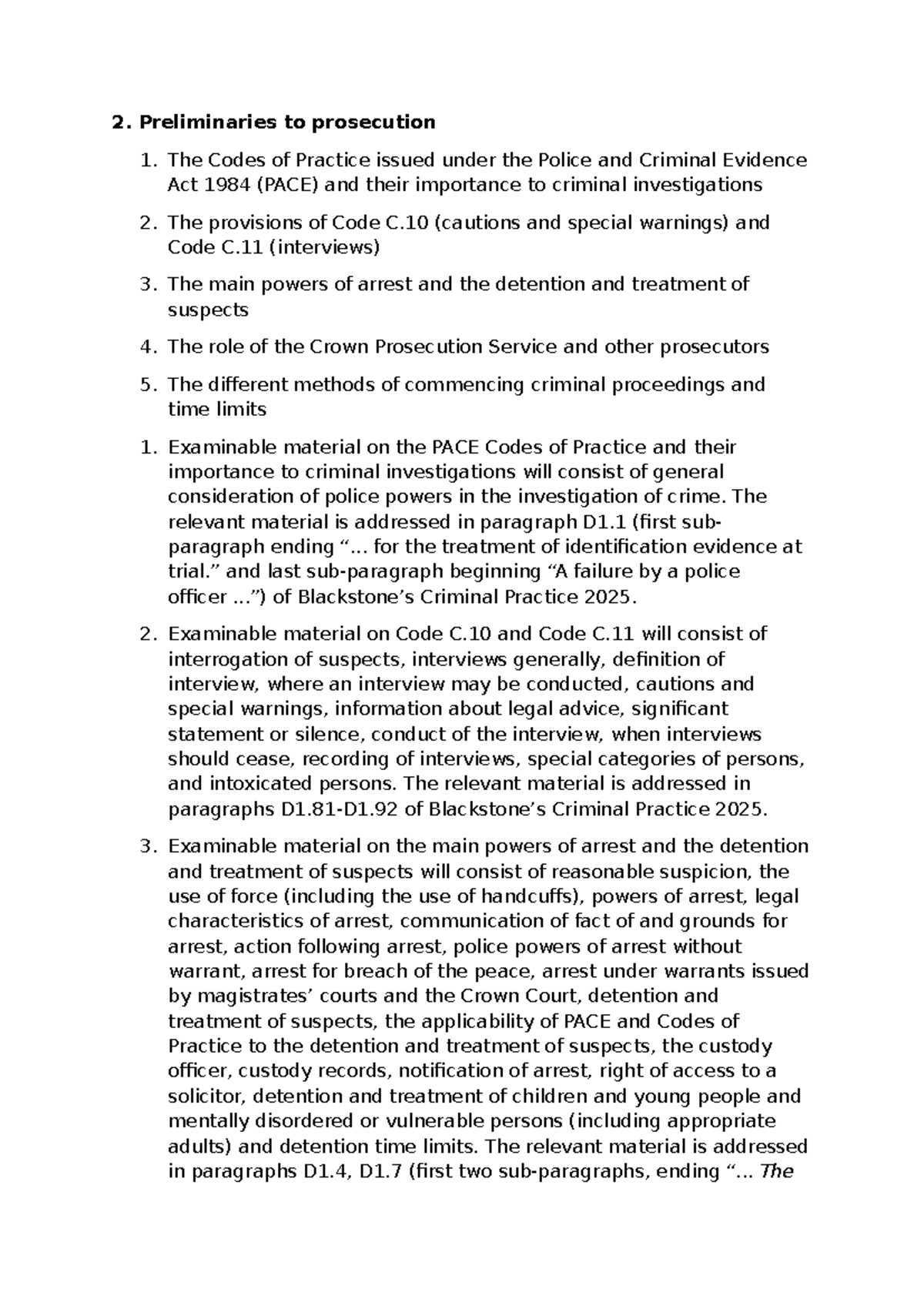 PACE Codes of Practice: Key Aspects for Criminal Investigations - Studocu