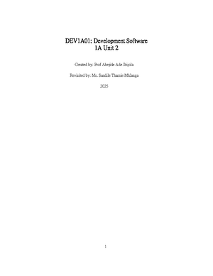 UJ - Information Systems 1A - Studocu