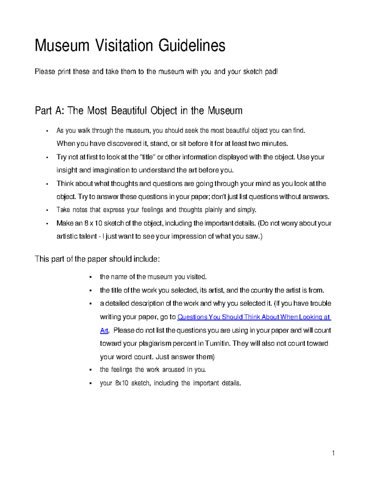 Museum Visitation Paper Guidelines for HUM 1020: A Detailed Insight - Studocu