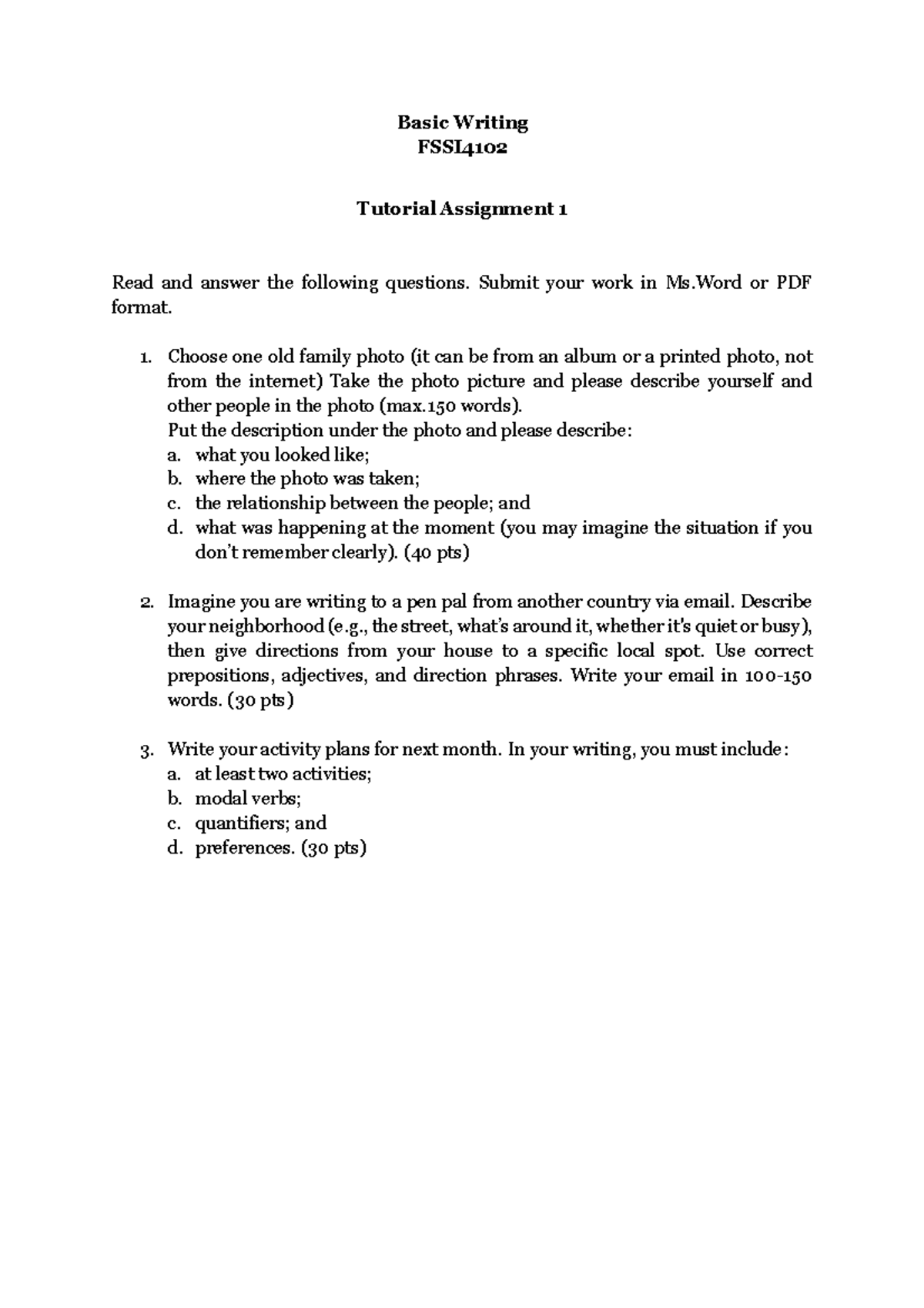 FSSI4102 Basic Writing Assignment 1: Photo & Neighborhood Description ...