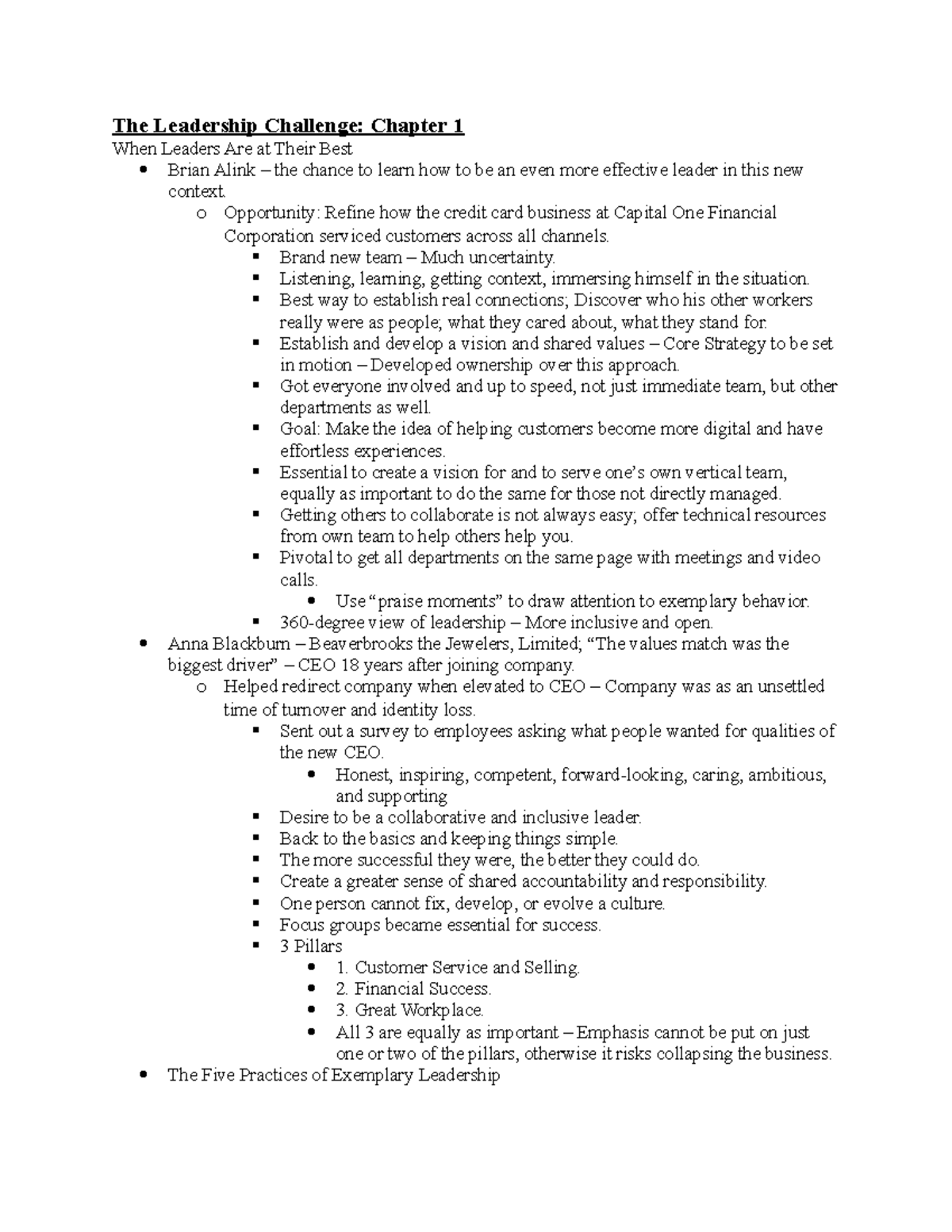 Leadership Challenge: Chapter 1 Notes Overview and Key Insights - Studocu