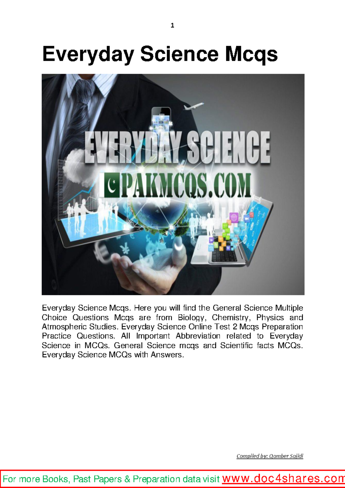 Everyday Science MCQs Preparation - General Science Quiz 1 - Studocu