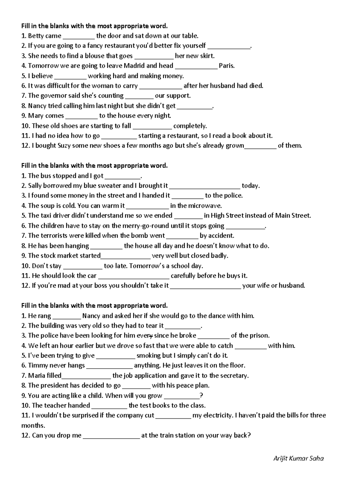 Preposition Practice Exercises for English Learners - Studocu