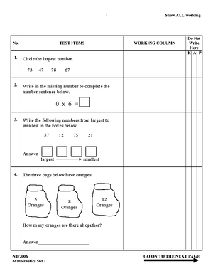 June 2015 p1 - maths p1 past papers - I TEST CODE 01234010 FORM TP ...