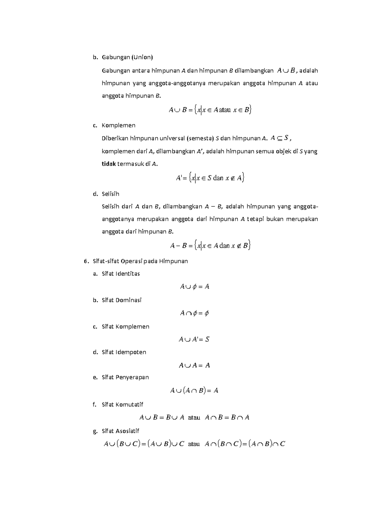 Catatan Matematika Dasar Bagian 8: Operasi Himpunan dan Persamaan ...