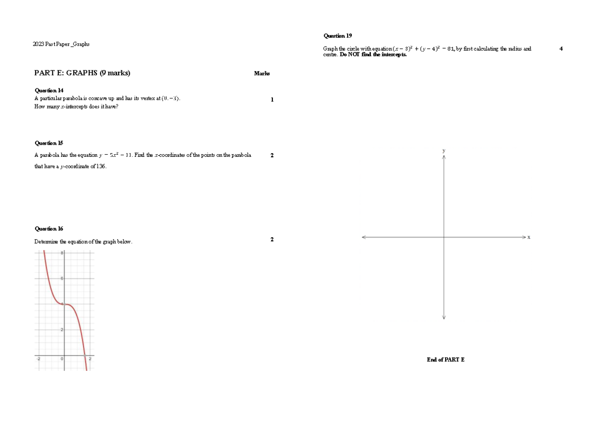 Graphs - Graph Questions for 2023 Past Paper (F 81) - Studocu