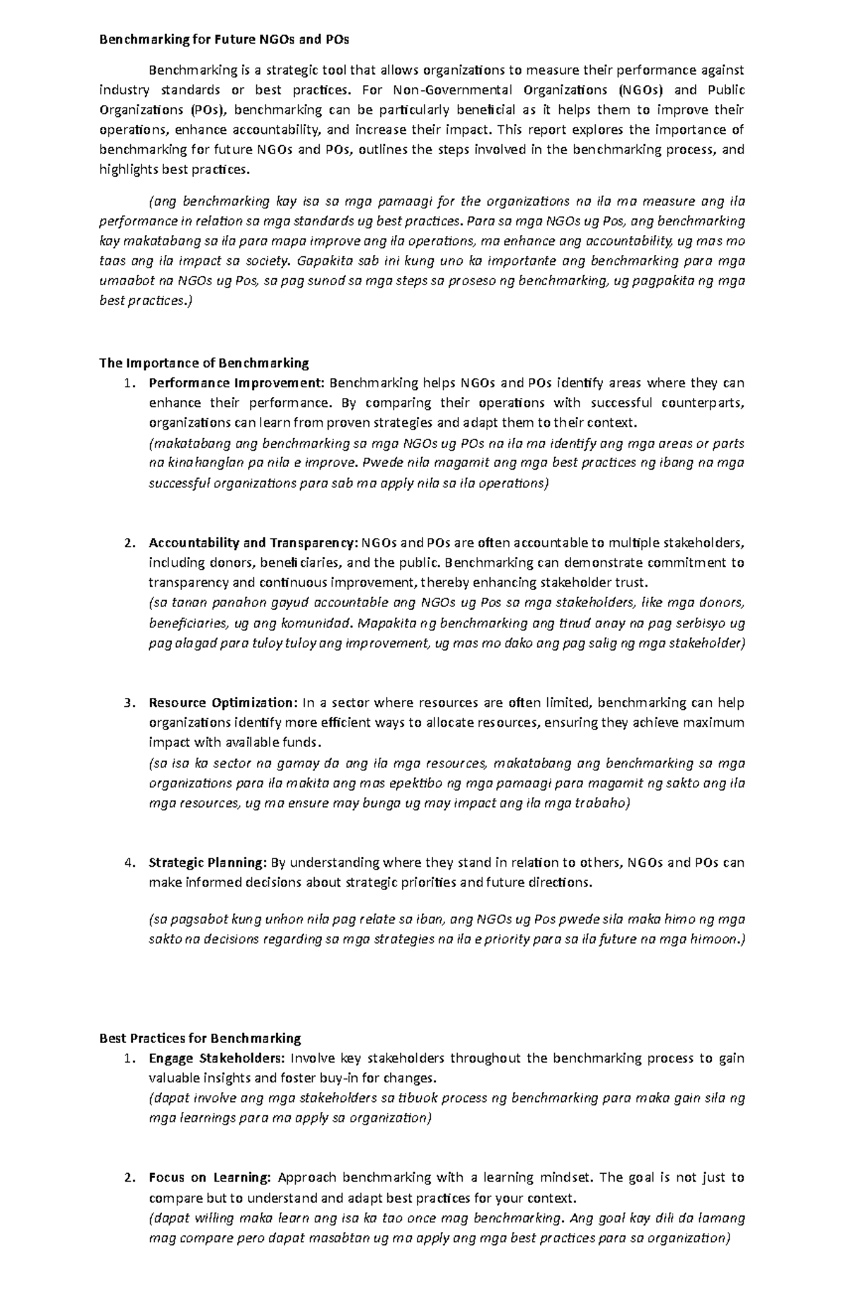 Public practice - Governmental organizations - Benchmarking for Future ...