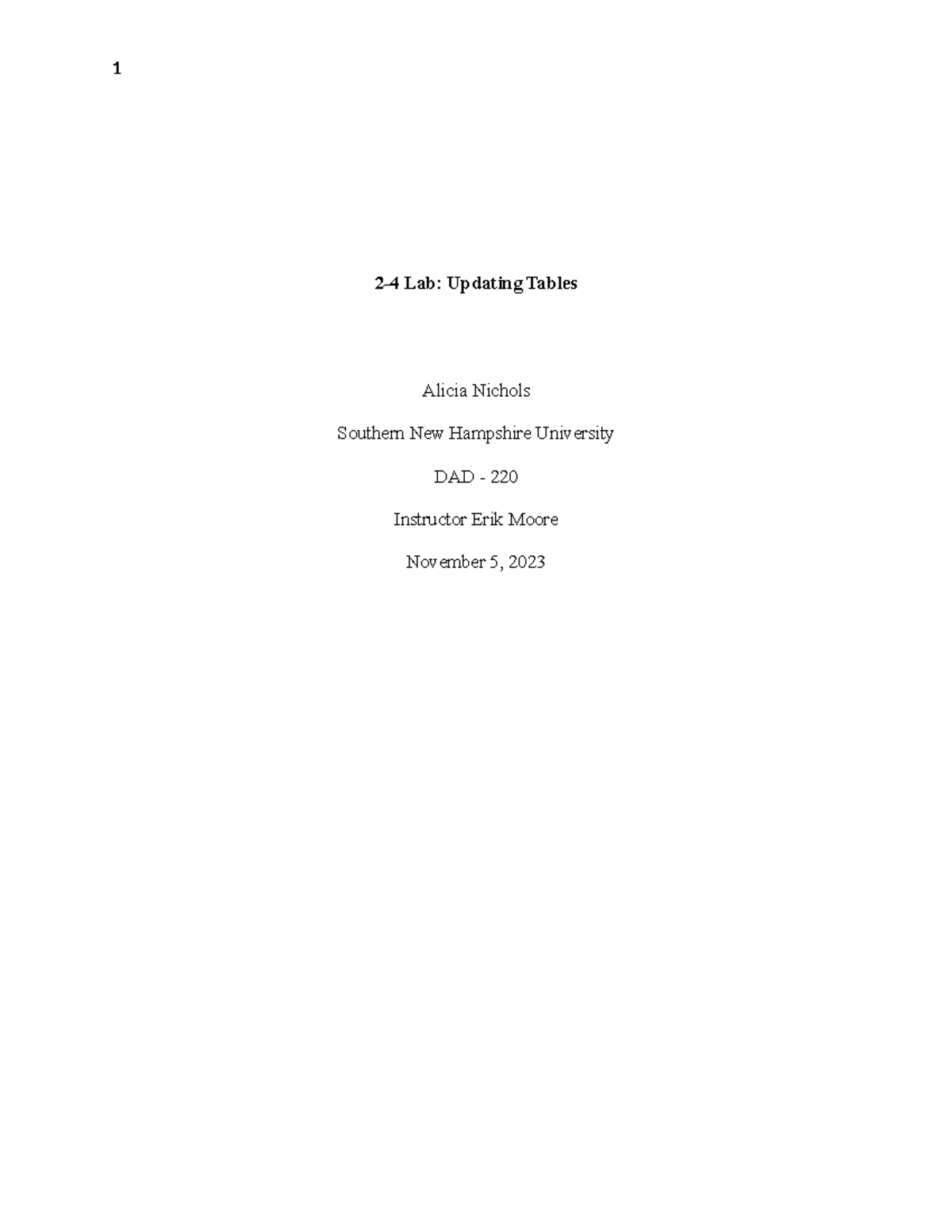 DAD-220 2-4 Lab: SQL Table Updates and Data Insertion Guide - Studocu