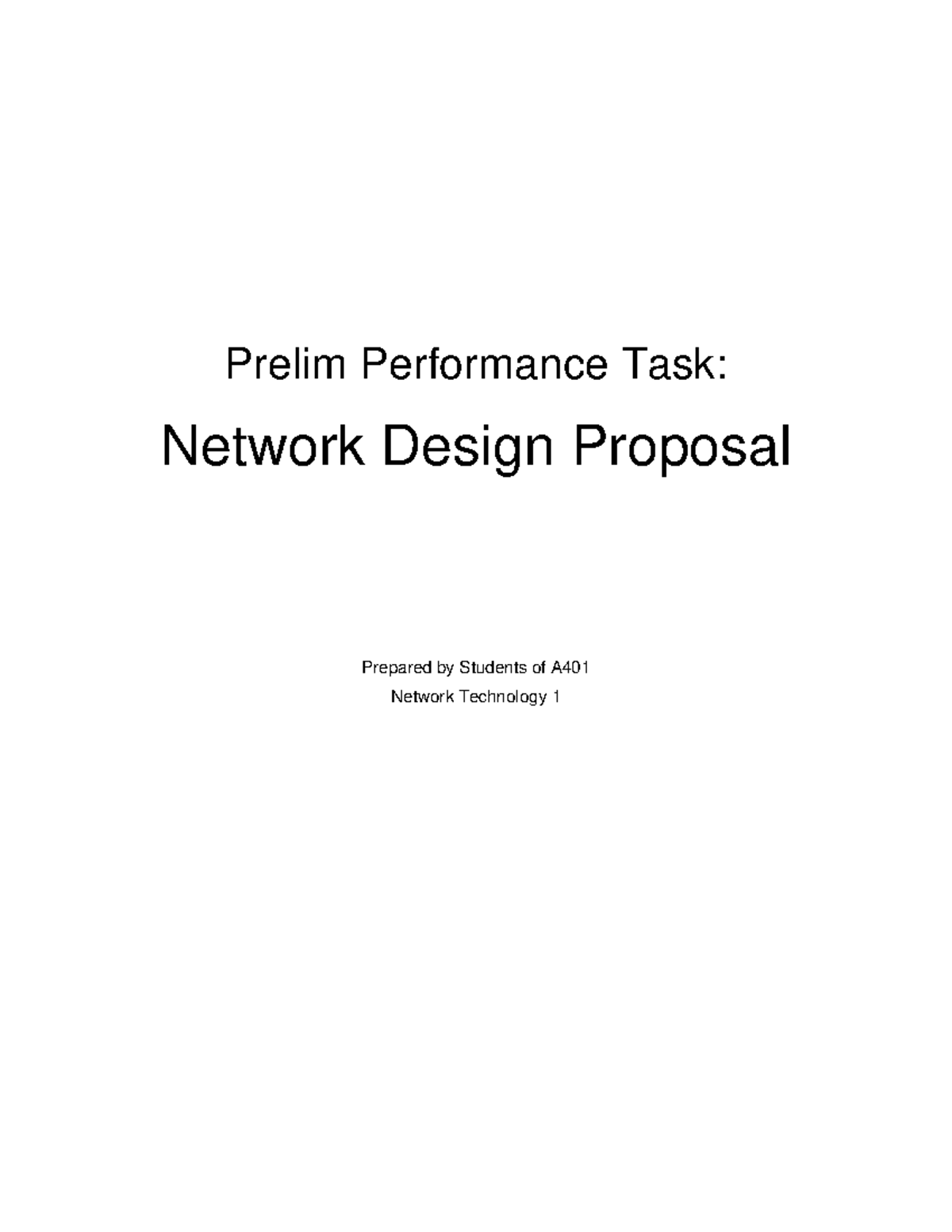 Network Design Proposal for TP Network Technology 1 A401 - Studocu