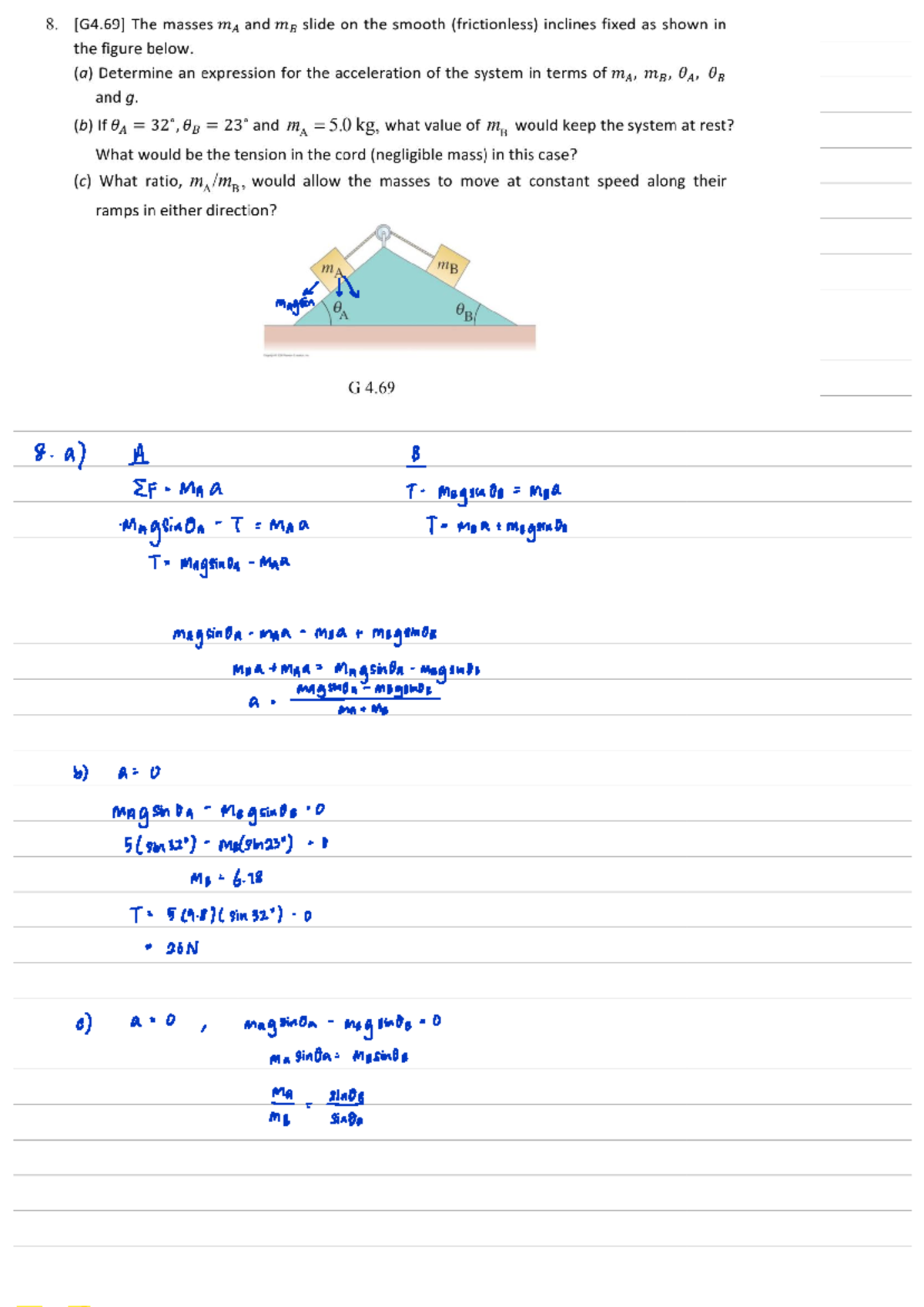 PH1011 Tut 2: Acceleration & Tension in Frictionless Inclines - Studocu