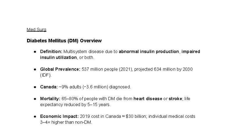 Diabetes Mellitus (DM) Overview: Clinical Insights and Management Notes ...