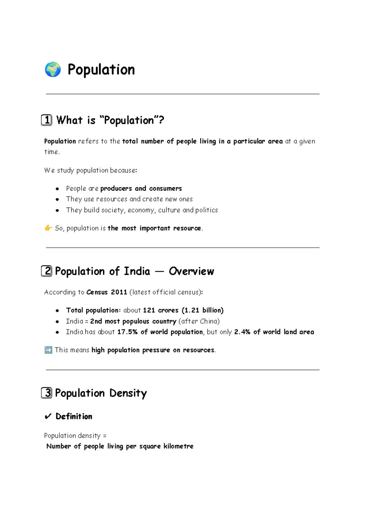 Population Class 9 Notes: Understanding Density, Growth, and ...