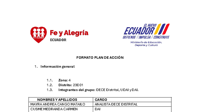 23D01 Activiad 6. Plan de Acción (1) - FORMATO PLAN DE ACCIÓN 1 ...