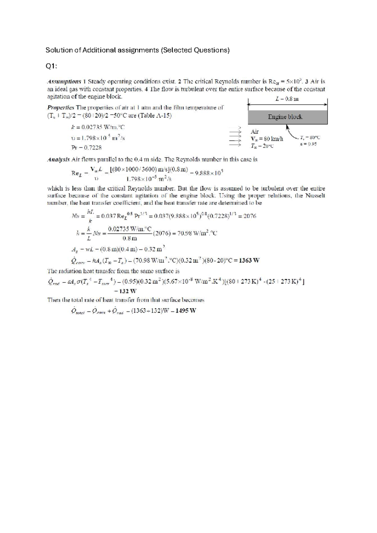 Solution of Additional assignments - Heat Transfer - Studocu