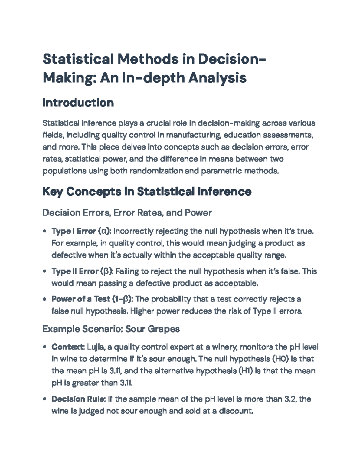 Statistical Methods in Decision-Making: A Comprehensive Analysis ...