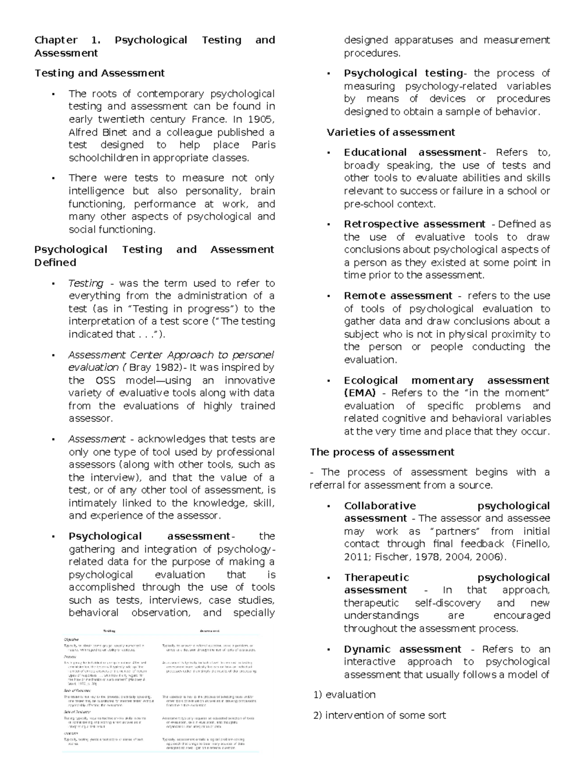 Chapter 1 - Overview of Psychological Assessment Techniques - Studocu