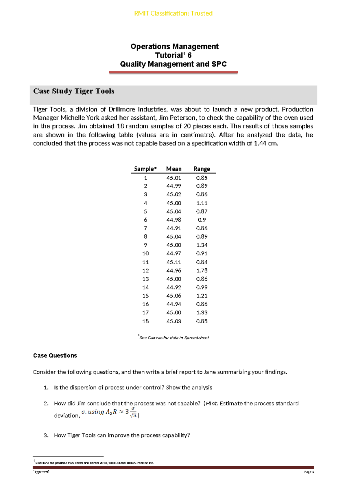Operations Management W5 - RMIT Classification: Trusted Operations ...