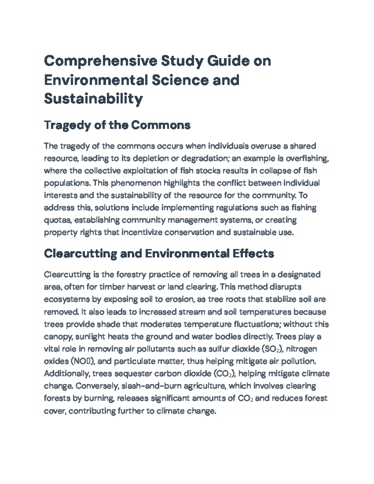 Comprehensive Study Guide on Environmental Science (ES 101) - Studocu